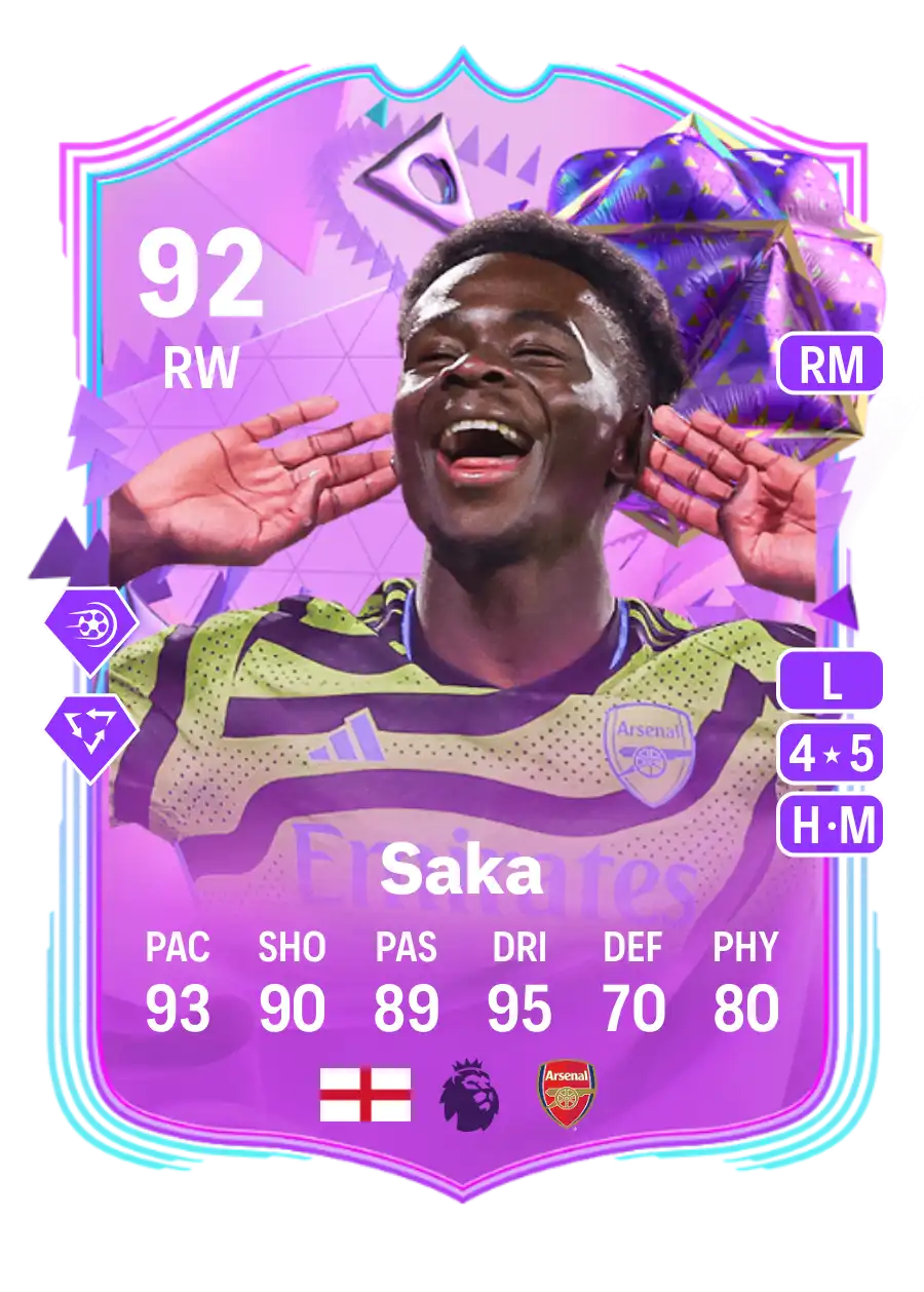 Bukayo Saka Ultimate Birthday EA FC 24 - 92 - Rating and Price | FifaUTBin