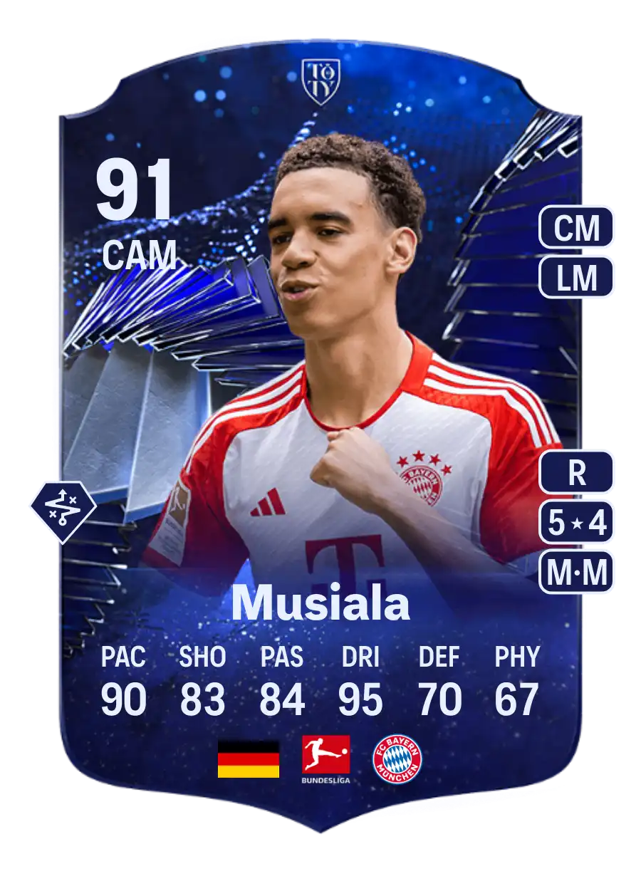 Jamal Musiala TOTY HONOURABLE MENTIONS EA FC 24 - 91 - Rating and Price ...