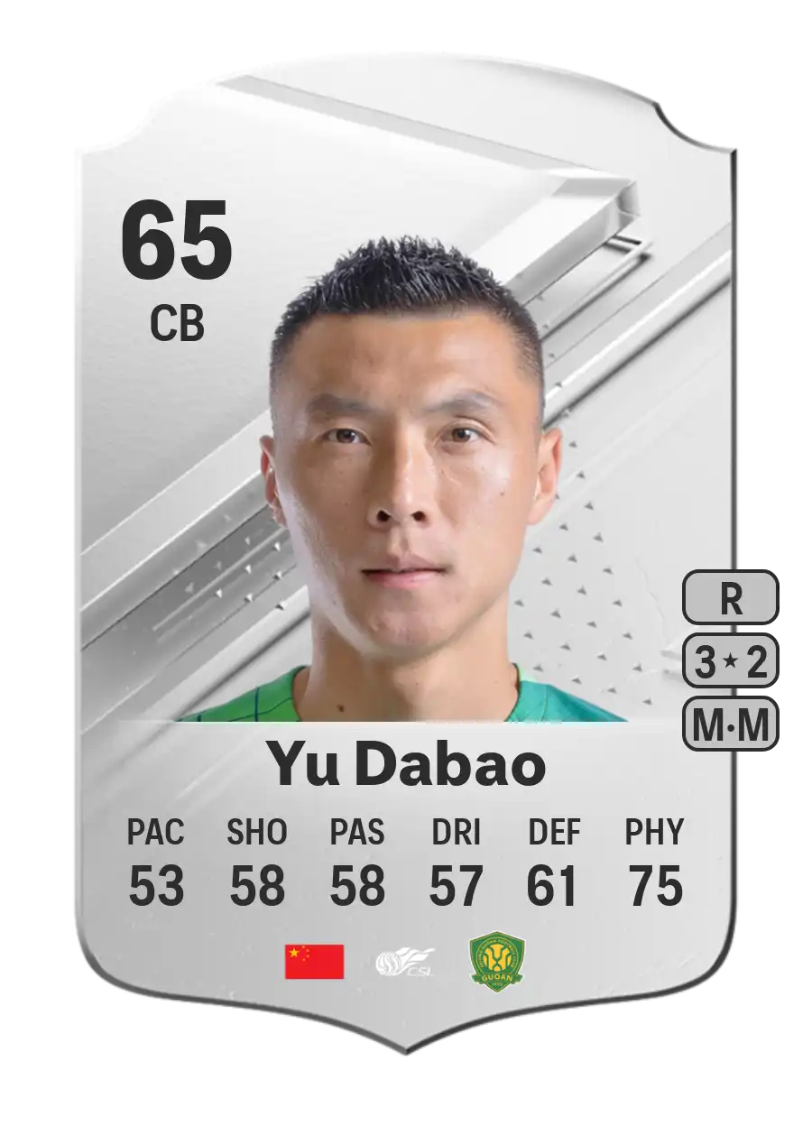 Yu Dabao Common EA FC 24 - 65 - Rating and Price | FifaUTBin