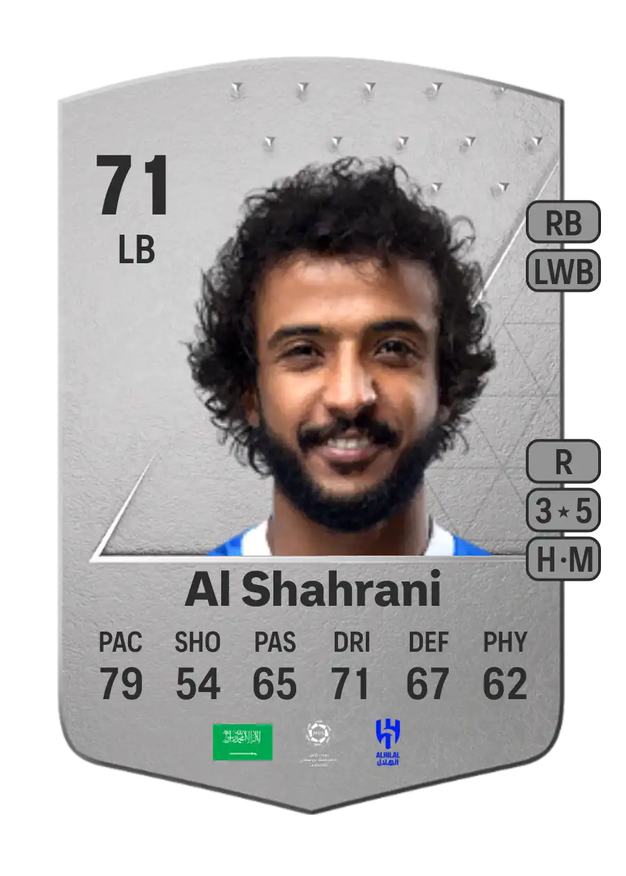 Yasser Al Shahrani Common EA FC 24 - 71 - Rating and Price | FifaUTBin