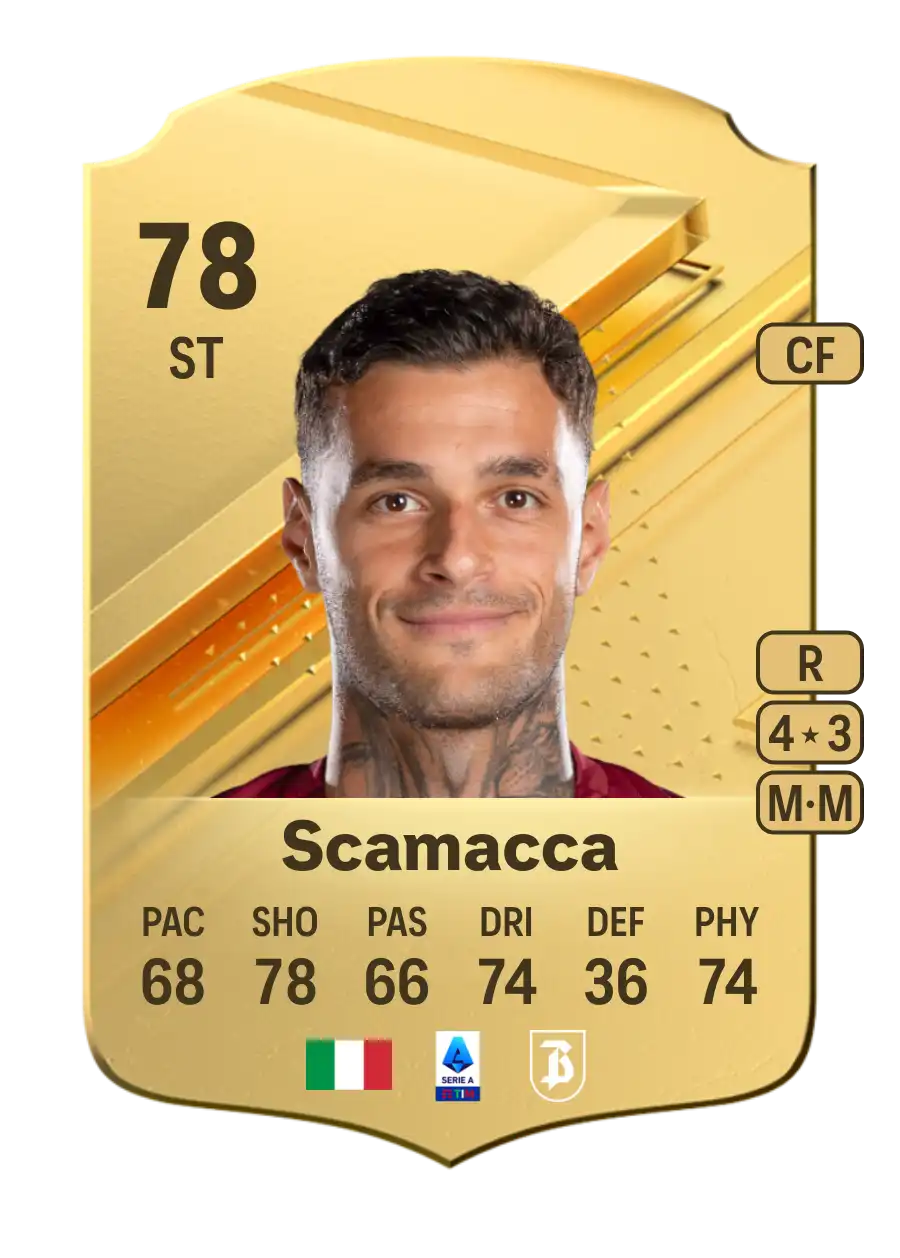 Gianluca Scamacca Common EA FC 24 - 78 - Rating and Price | FifaUTBin
