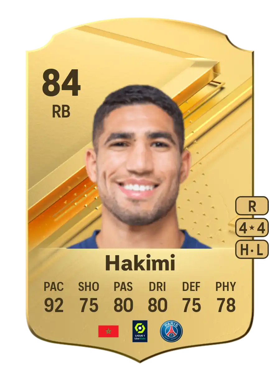 Achraf Hakimi Rare EA FC 24 - 84 - Rating and Price | FifaUTBin