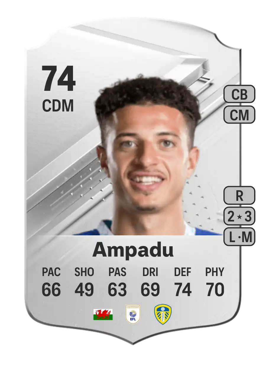 Ethan Ampadu Rare EA FC 24 - 74 - Rating and Price | FifaUTBin