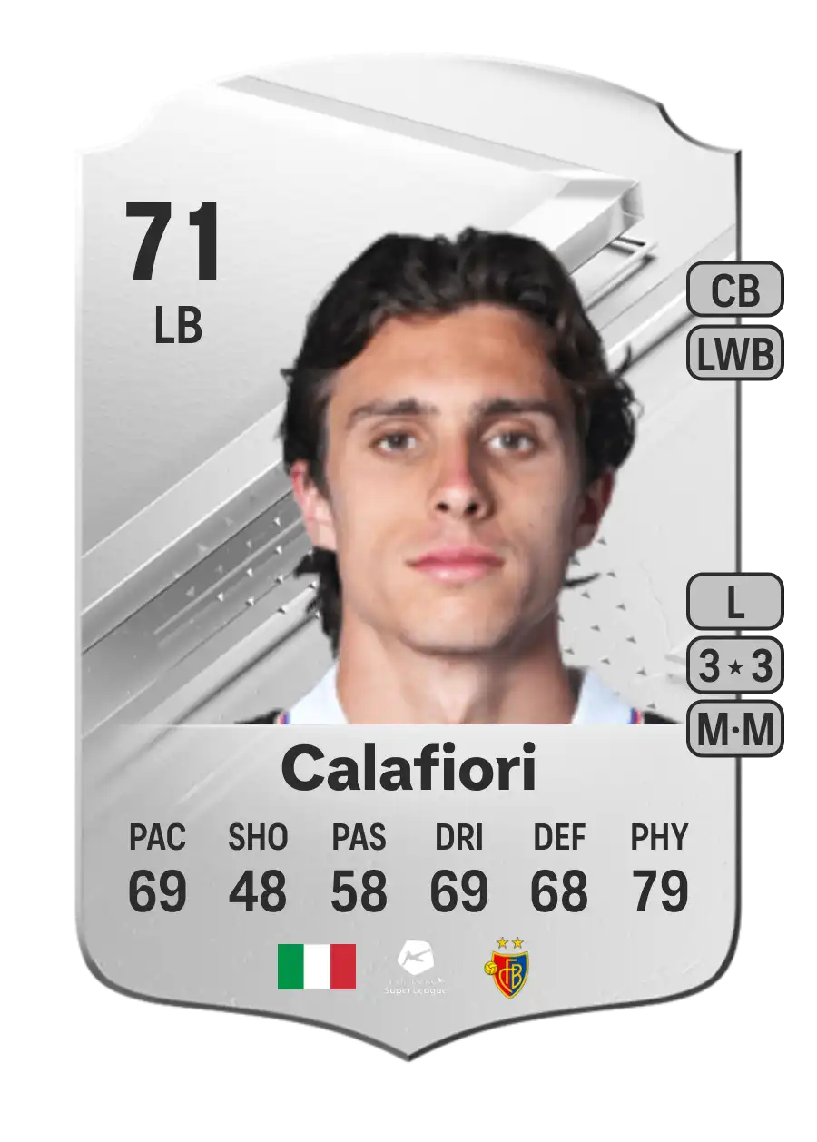 Riccardo Calafiori Rare EA FC 24 - 71 - Rating and Price | FifaUTBin