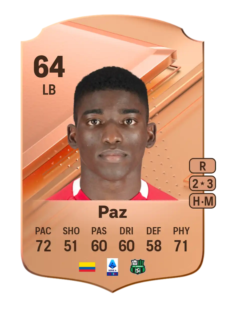 Yeferson Paz Rare EA FC 24 - 64 - Rating and Price | FifaUTBin