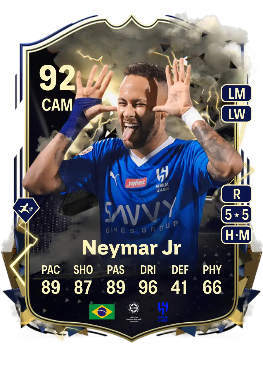 Neymar Jr Thunderstruck EA FC 24 - 92 - Rating and Price | FifaUTBin