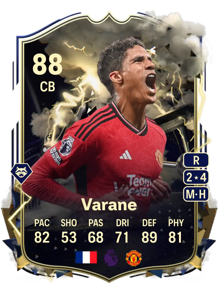 Raphaël Varane Thunderstruck EA FC 24 - 88 - Rating and Price | FifaUTBin