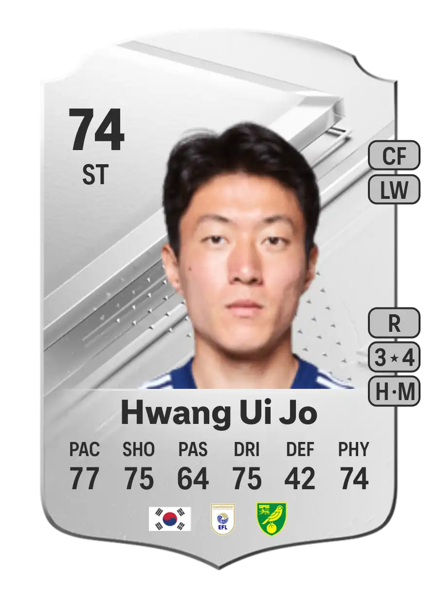 Hwang Ui Jo Rare EA FC 24 - 74 - Rating and Price | FifaUTBin