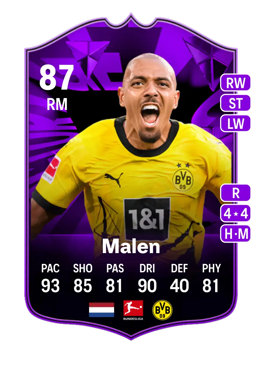 Donyell Malen FC Pro Live EA FC 24 - 87 - Rating and Price | FifaUTBin