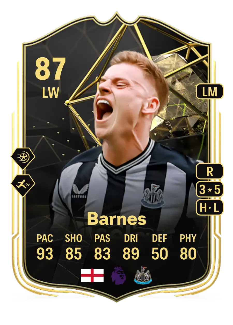 Harvey Barnes Team of the Week EA FC 24 - 87 - Rating and Price | FifaUTBin