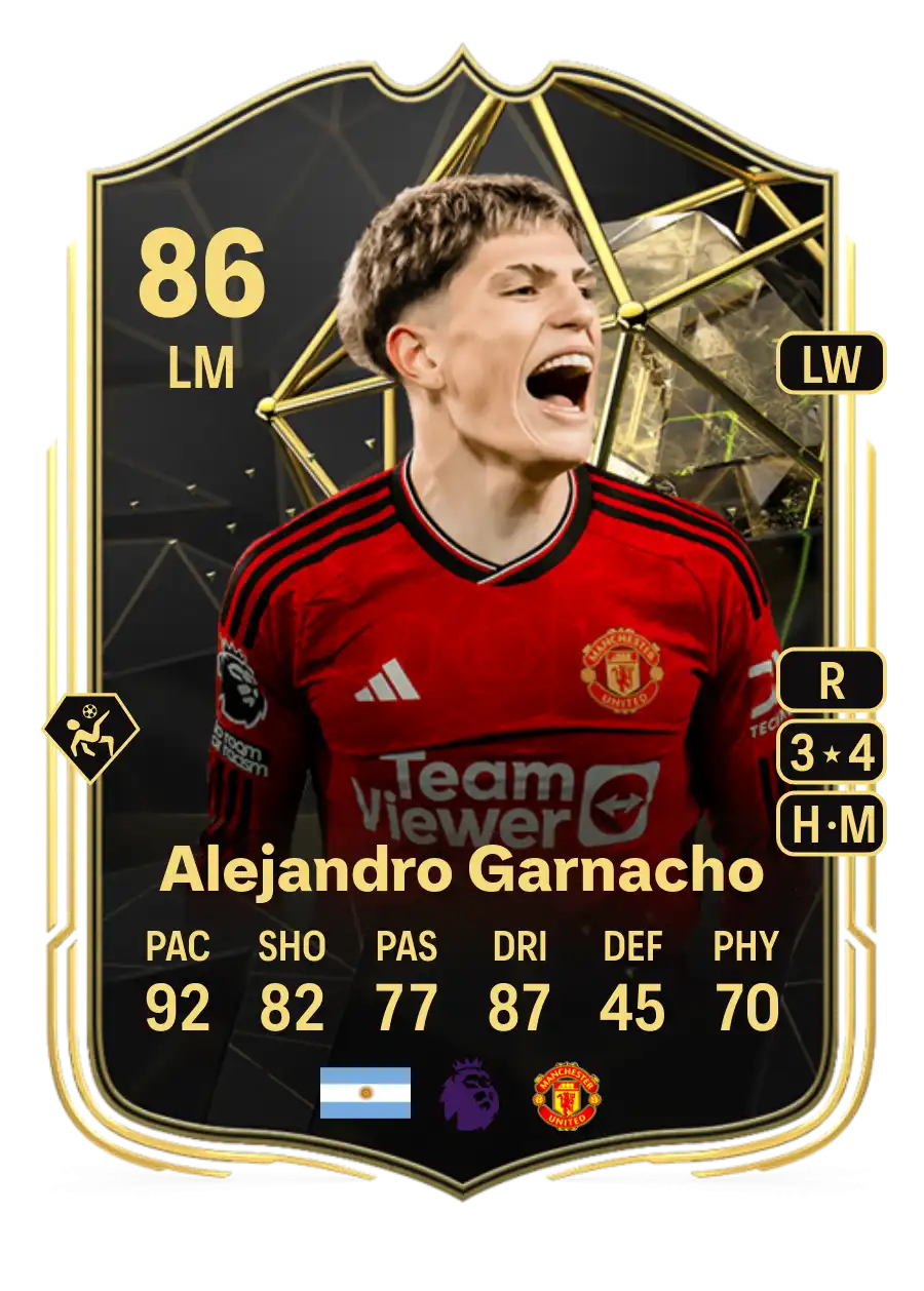 Alejandro Garnacho Team of the Week EA FC 24 - 86 - Rating and Price ...
