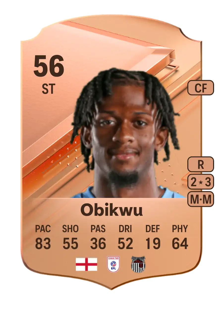 Justin Obikwu Rare EA FC 24 - 56 - Rating and Price | FifaUTBin
