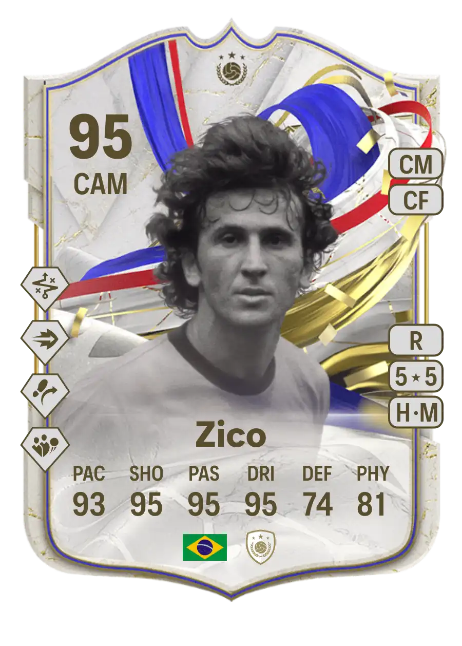 Zico Greats of the Game Icon EA FC 24 - 95 - Rating and Price | FifaUTBin