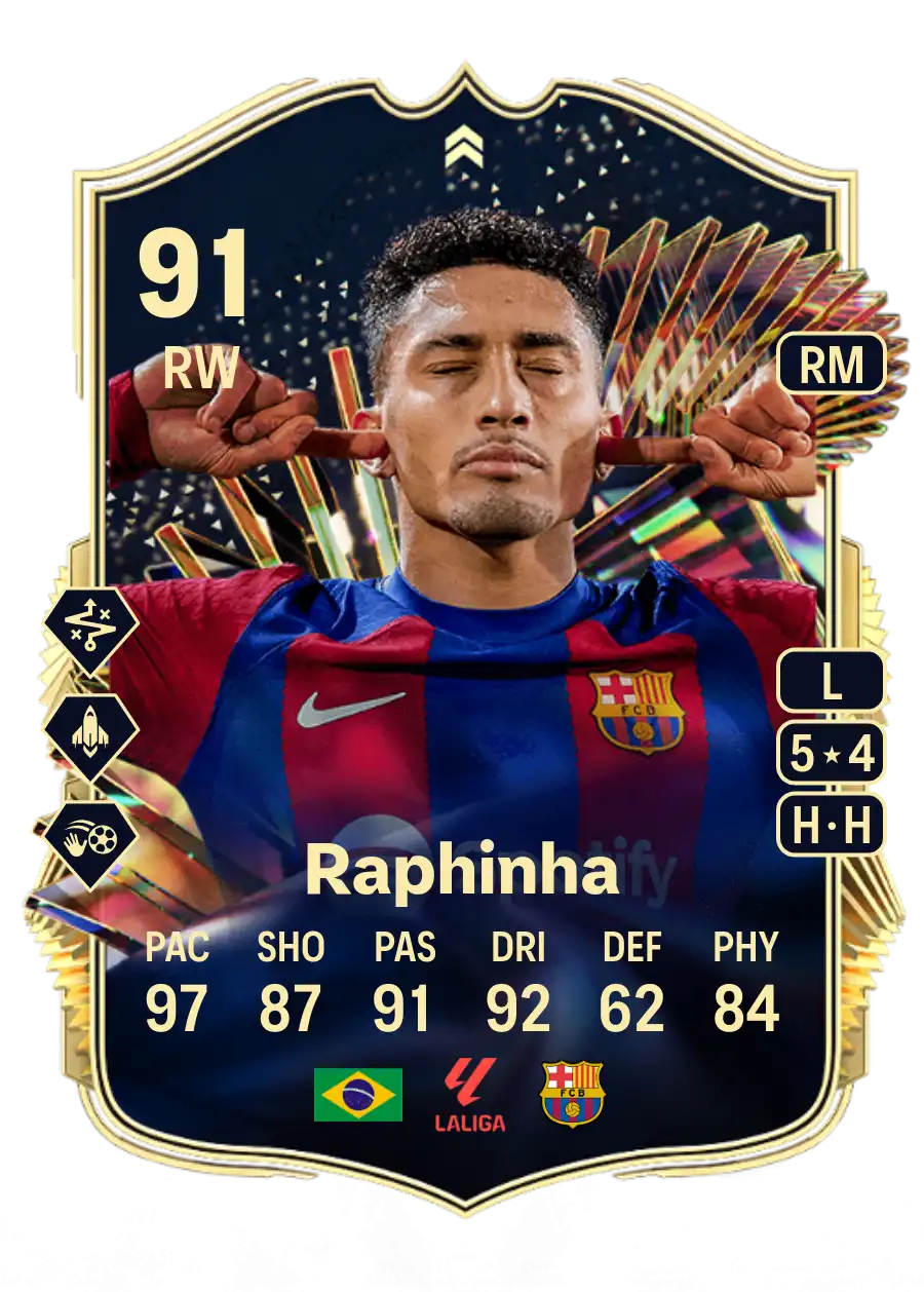 Raphinha TOTS Live EA FC 24 - 91 - Rating and Price | FifaUTBin