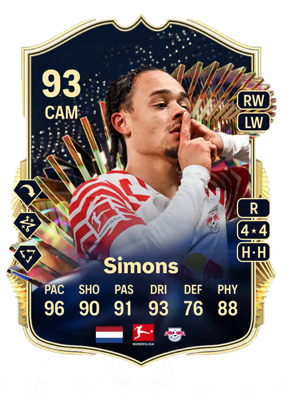 Xavi Simons Team of the Season EA FC 24 - 93 - Rating and Price | FifaUTBin